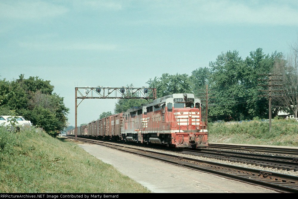 Three Year Old CB&Q GP30 942 and Sister Handle Short Freight in 1965